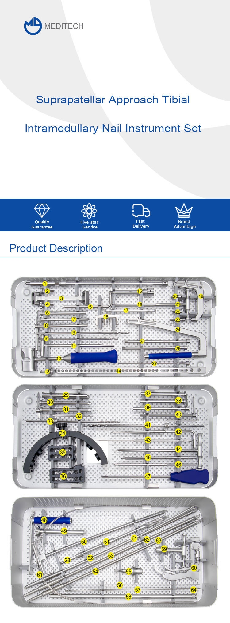 Suprapatellar Approach Tibial Intramedullary Nail Instrument Set ...